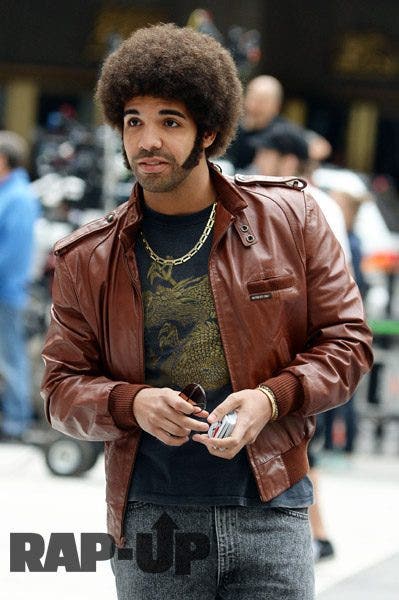 Drake Rocks Afro On Set of 'Anchorman 2’
